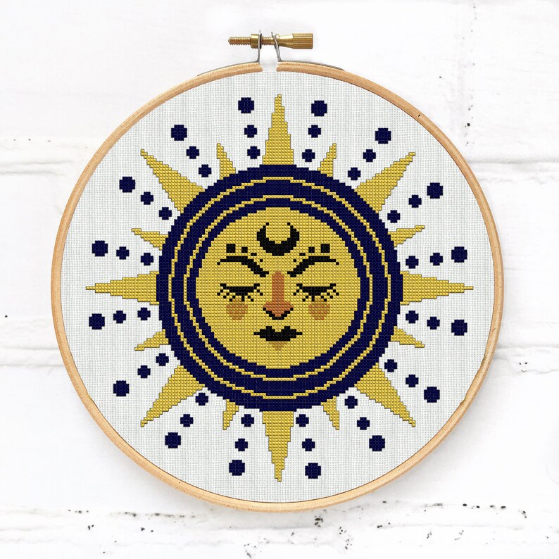 Sun and moon symbol cross stitch pattern PDF | Etsy