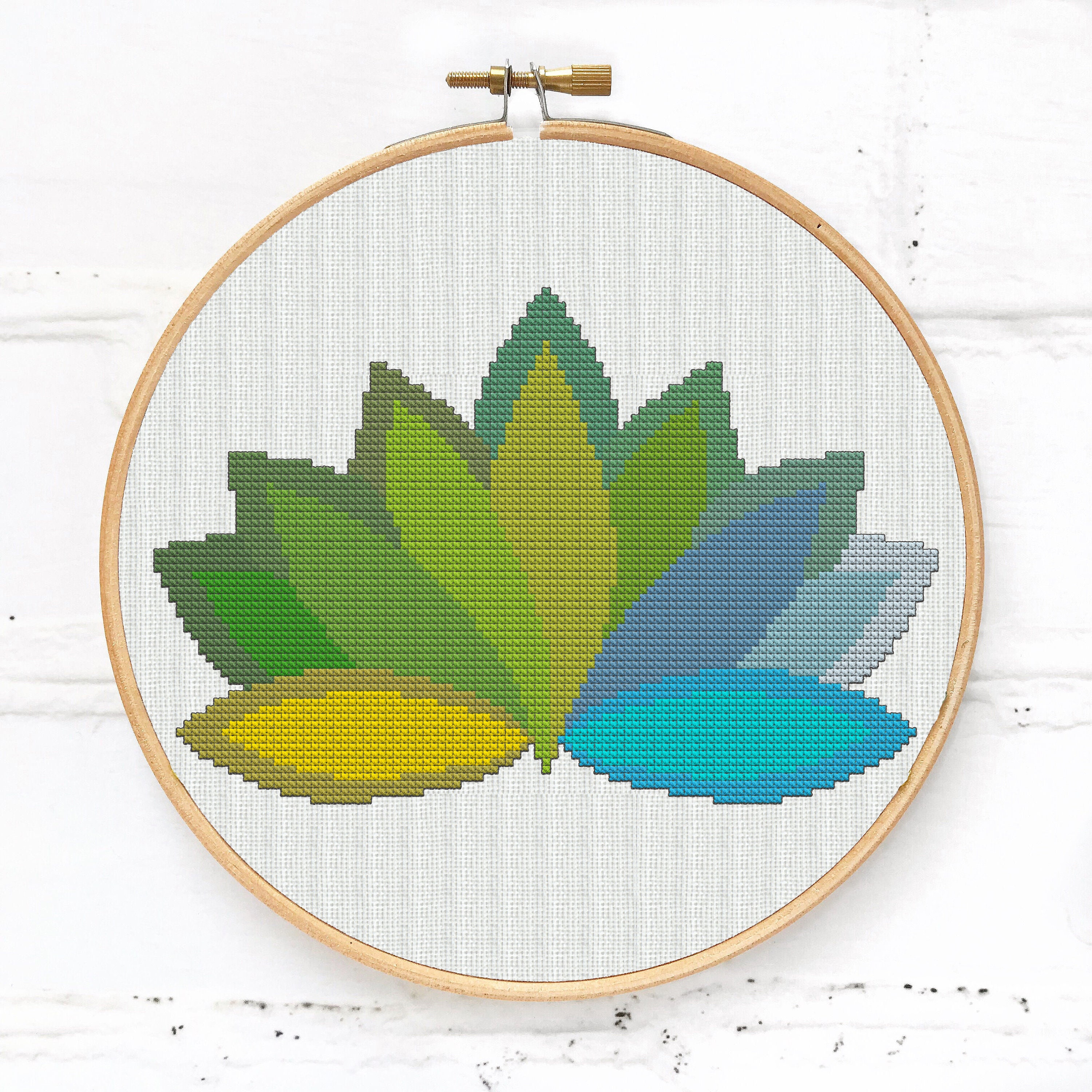 Green Lotus Flower Cross Stitch Pattern Pdf - Etsy Canada
