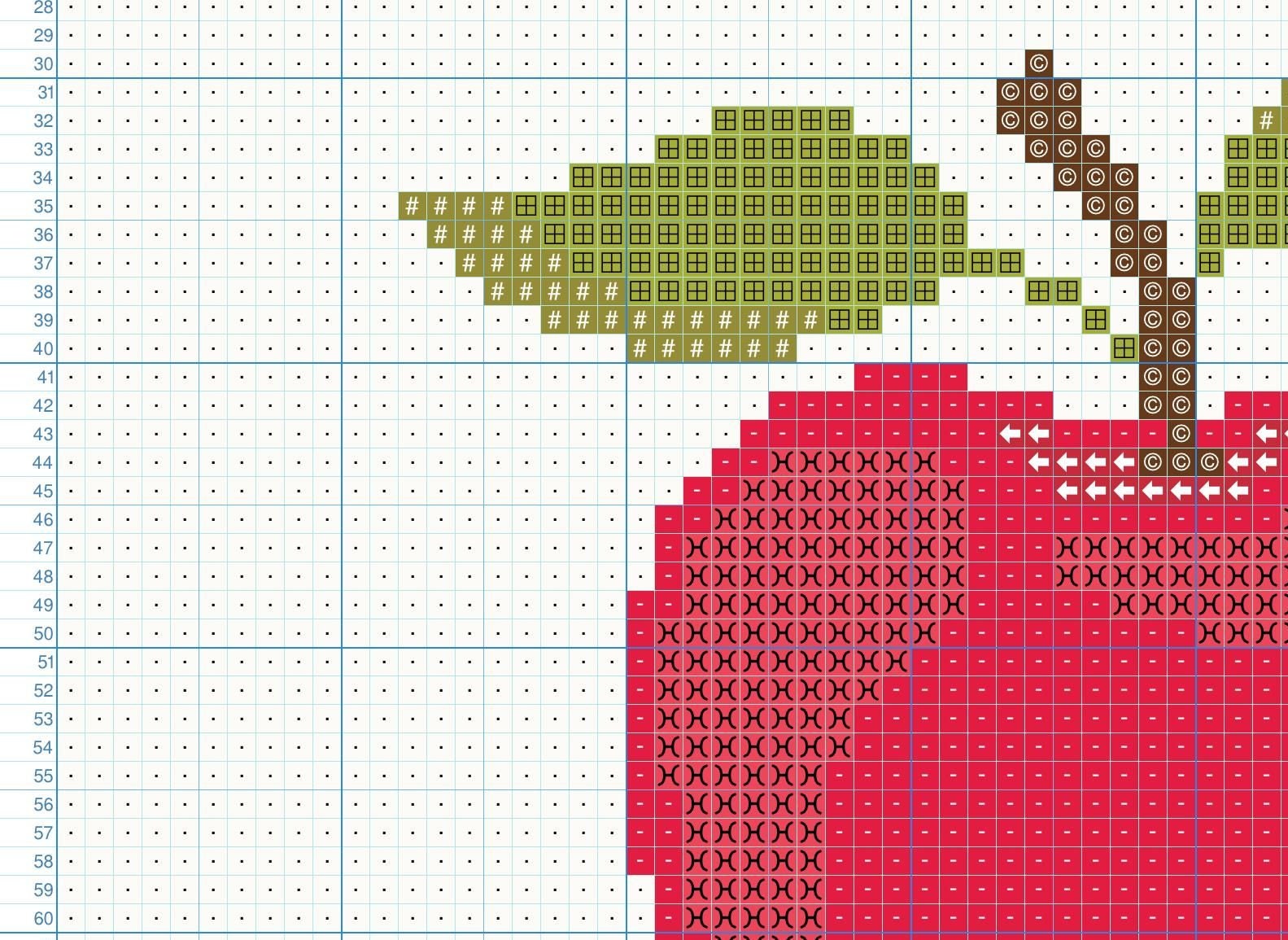 Apples Cross Stitch Pattern, Red and Green Apples Still Life Embroidery ...