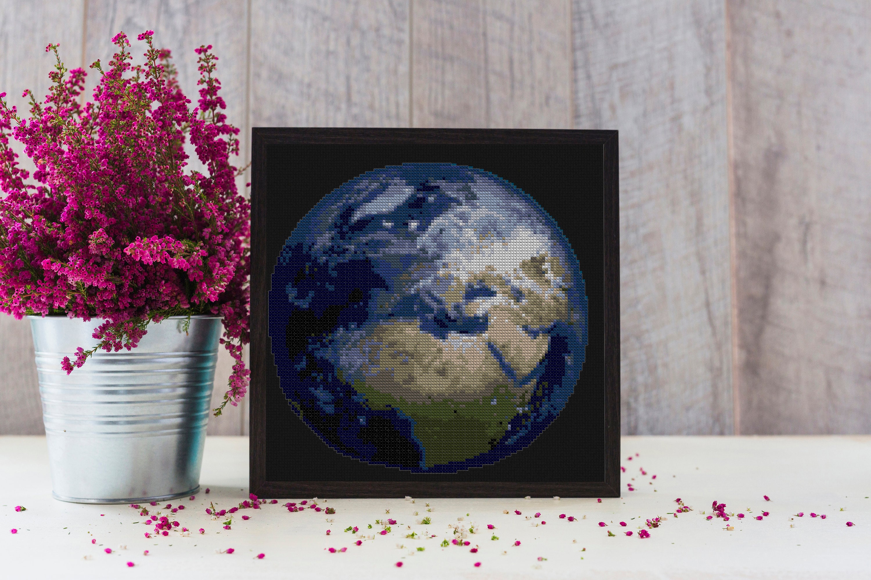 The Earth Cross Stitch Pattern PDF the Planet Globe | Etsy