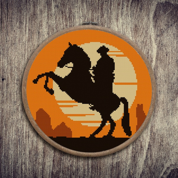 Cowboy Cross Stitch - Etsy