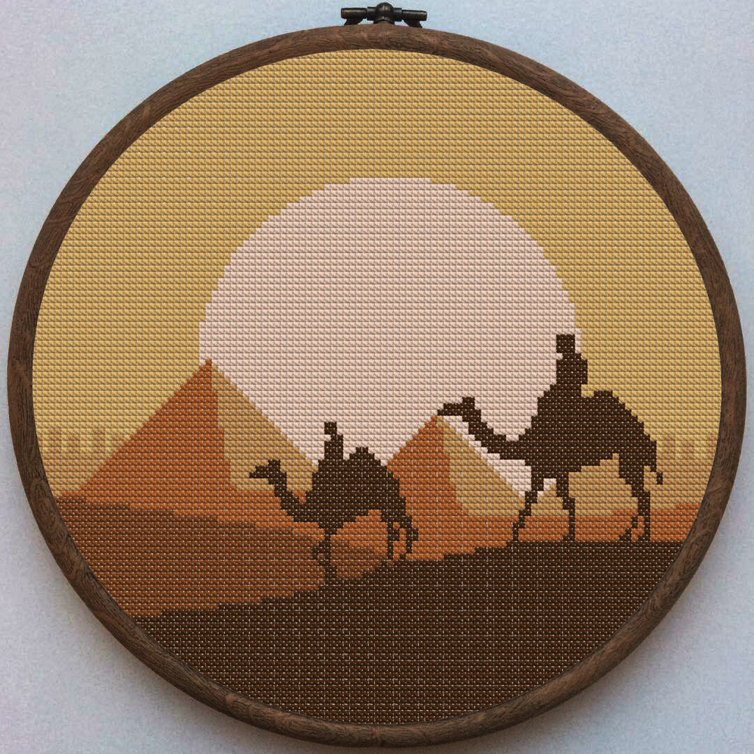 Desert Cross Stitch Pattern for Embroidery Hoop Art - Instant Download ...