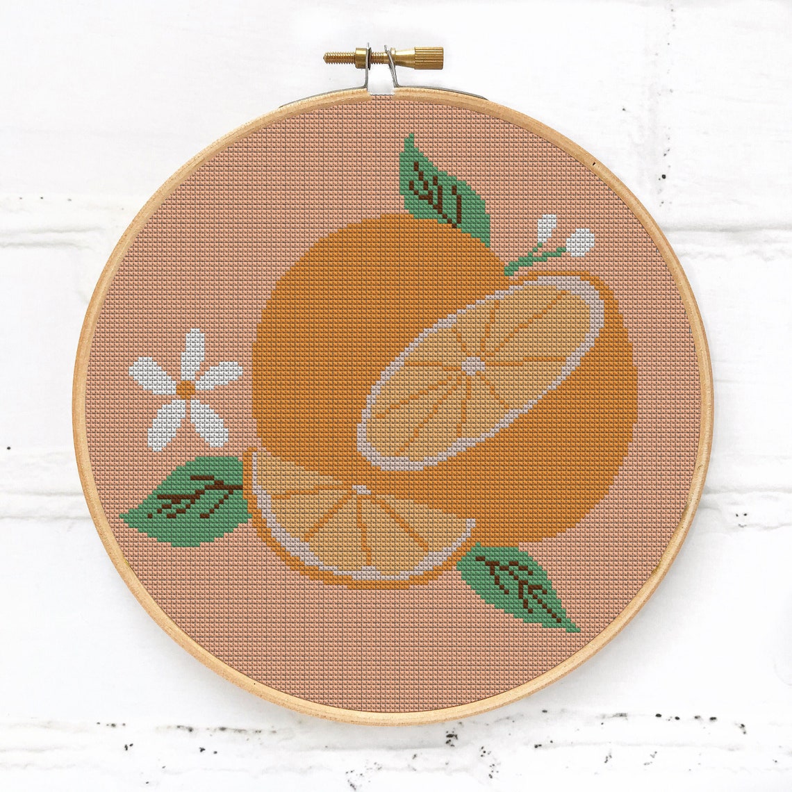 Orange Cross Stitch Pattern: Perfect for Embroidery Hoop Art | Etsy