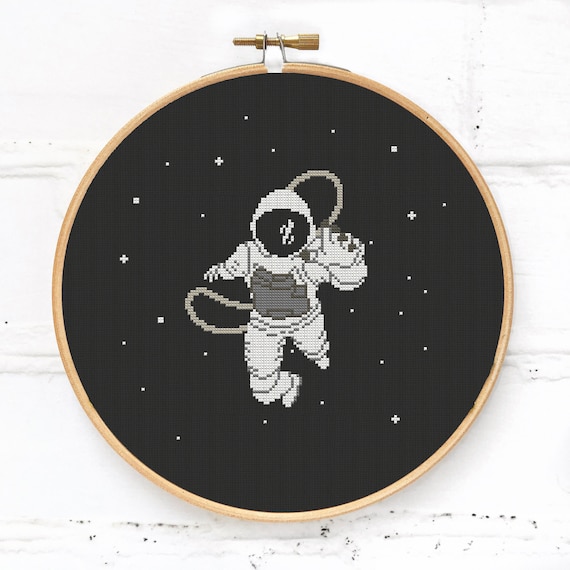 Astronaut in the Space Cross Stitch Pattern PDF Modern Galaxy | Etsy