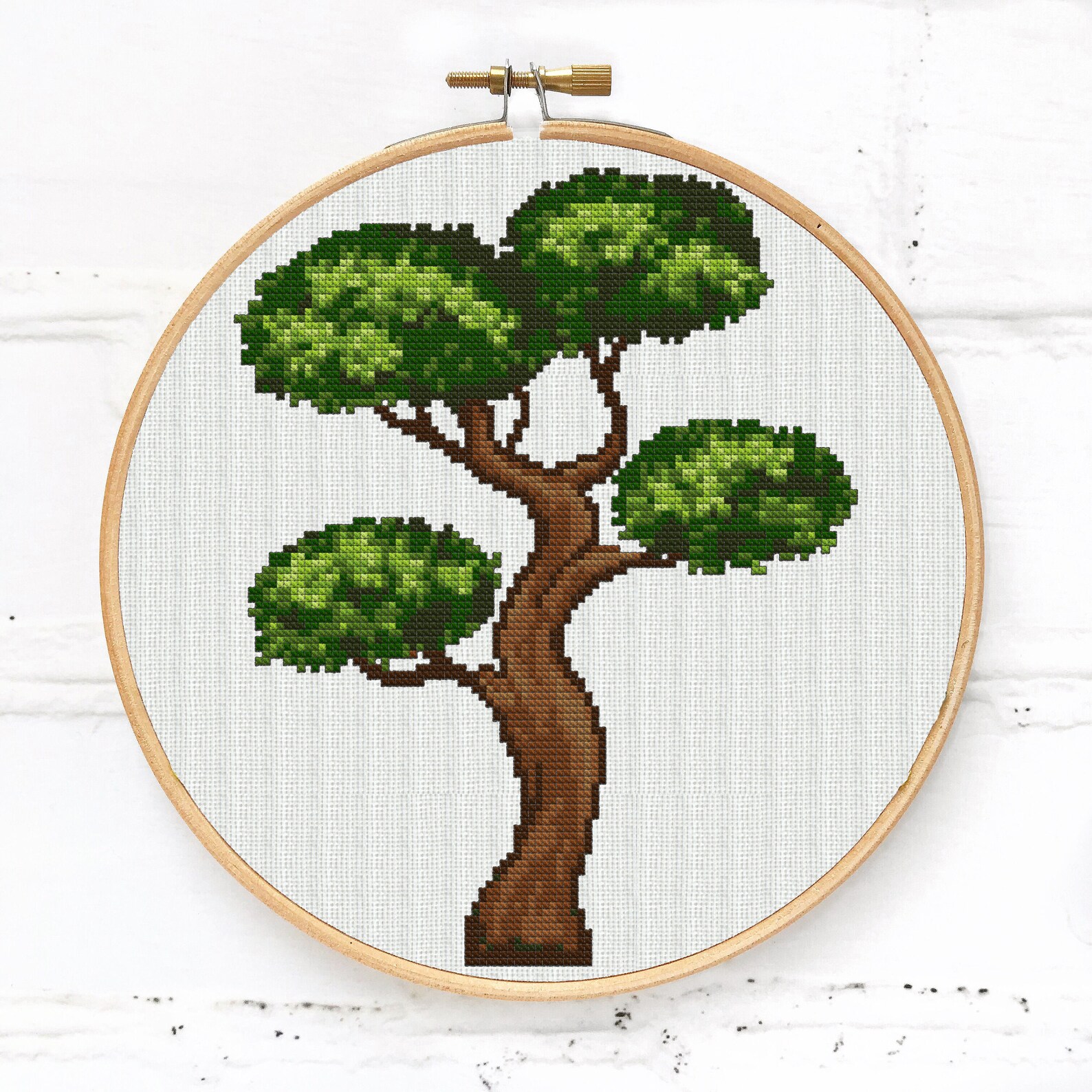 Green Tree Cross Stitch Pattern PDF Bonsai Embroidery Picture - Etsy