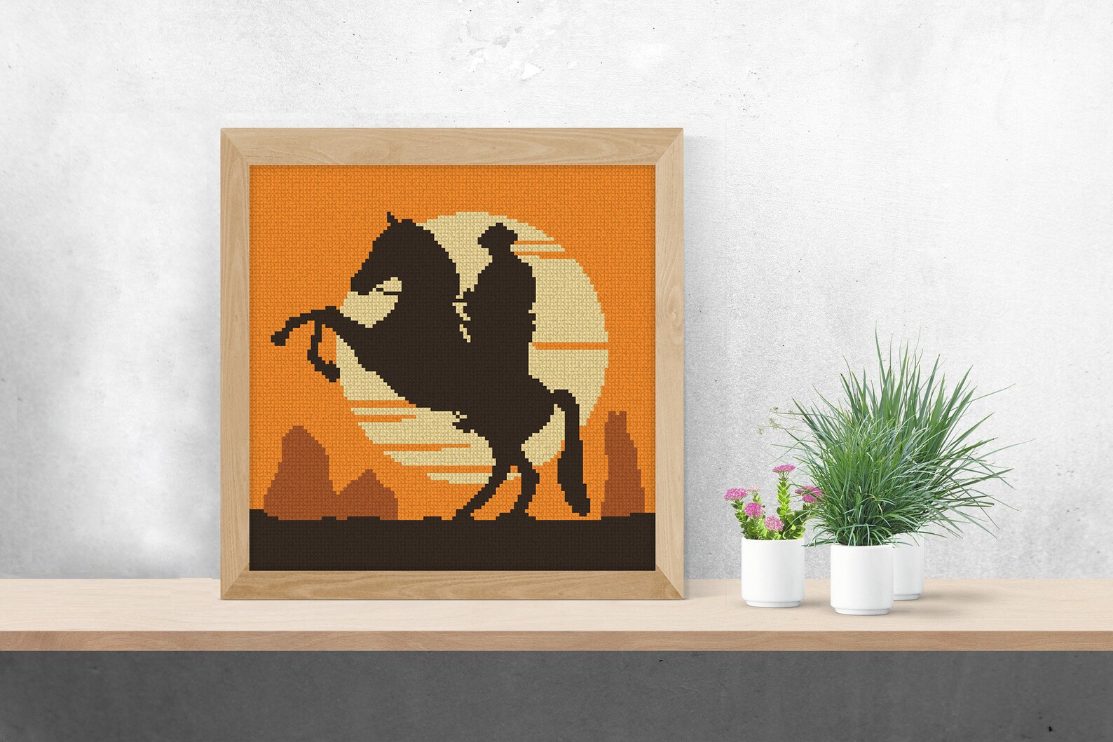 Cowboy in the Desert Wild West Cross Stitch Pattern PDF - Etsy