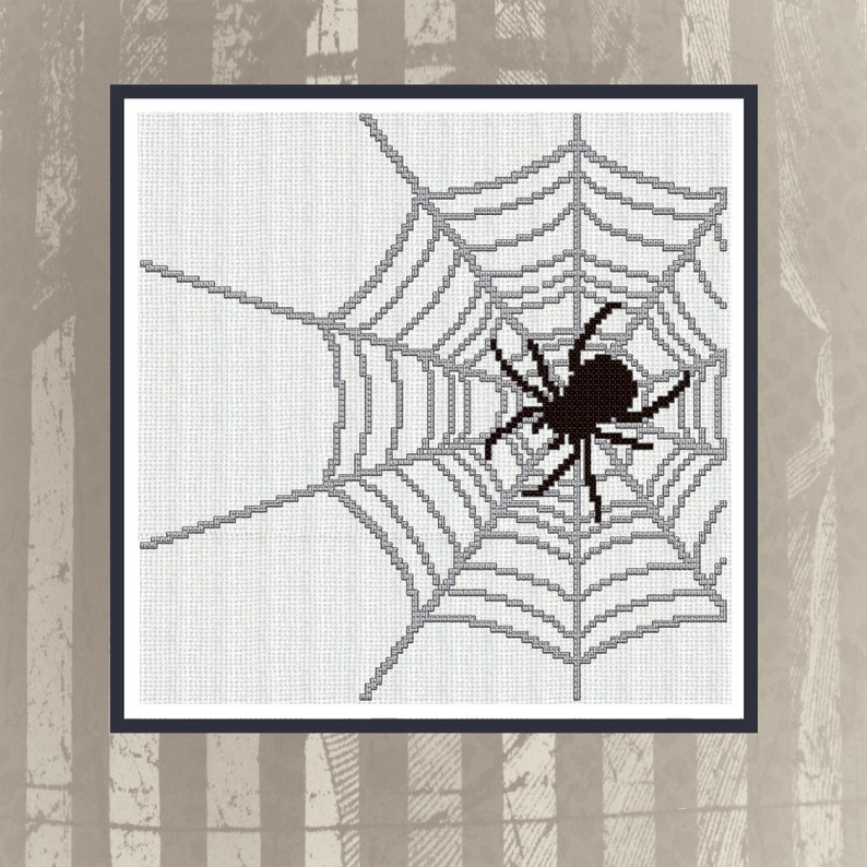 Spider on the Web Scary Halloween Cross Stitch Pattern, Easy Xstitch ...