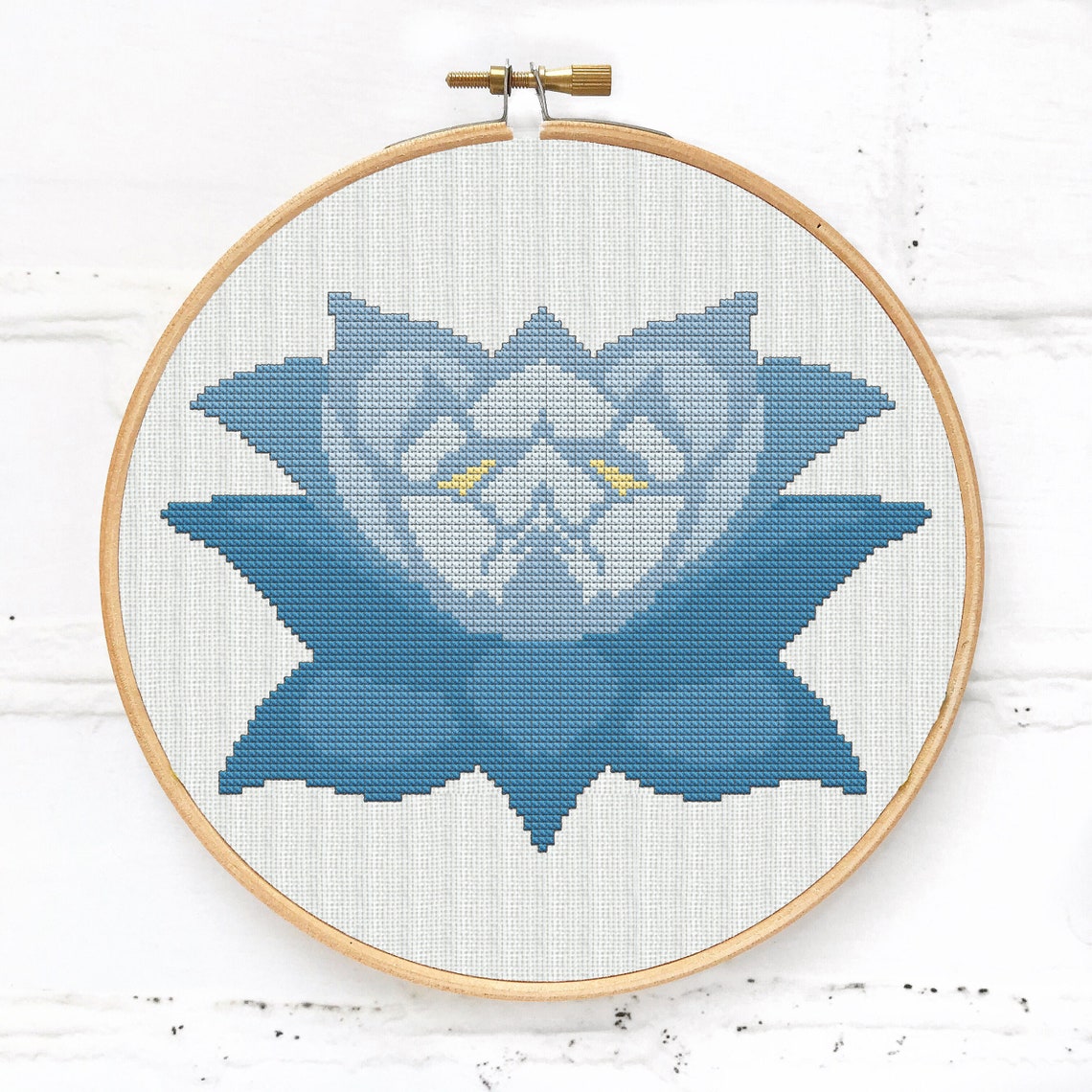 Blue Lotus Flower Cross Stitch Pattern PDF for Floral Embroidery Hoop ...