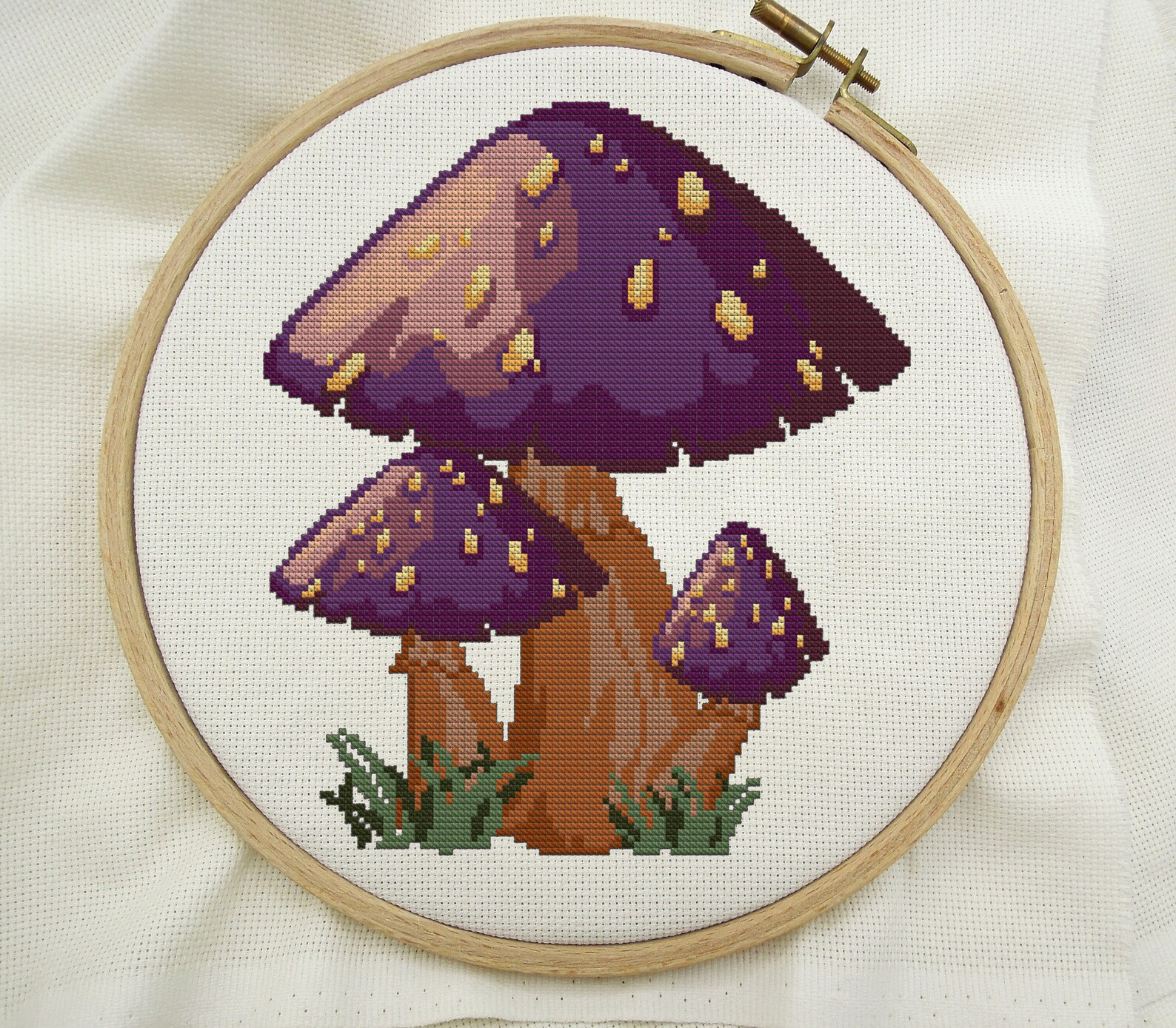 Mushroom Cross Stitch Pattern PDF Violet Amanita Embroidery - Etsy