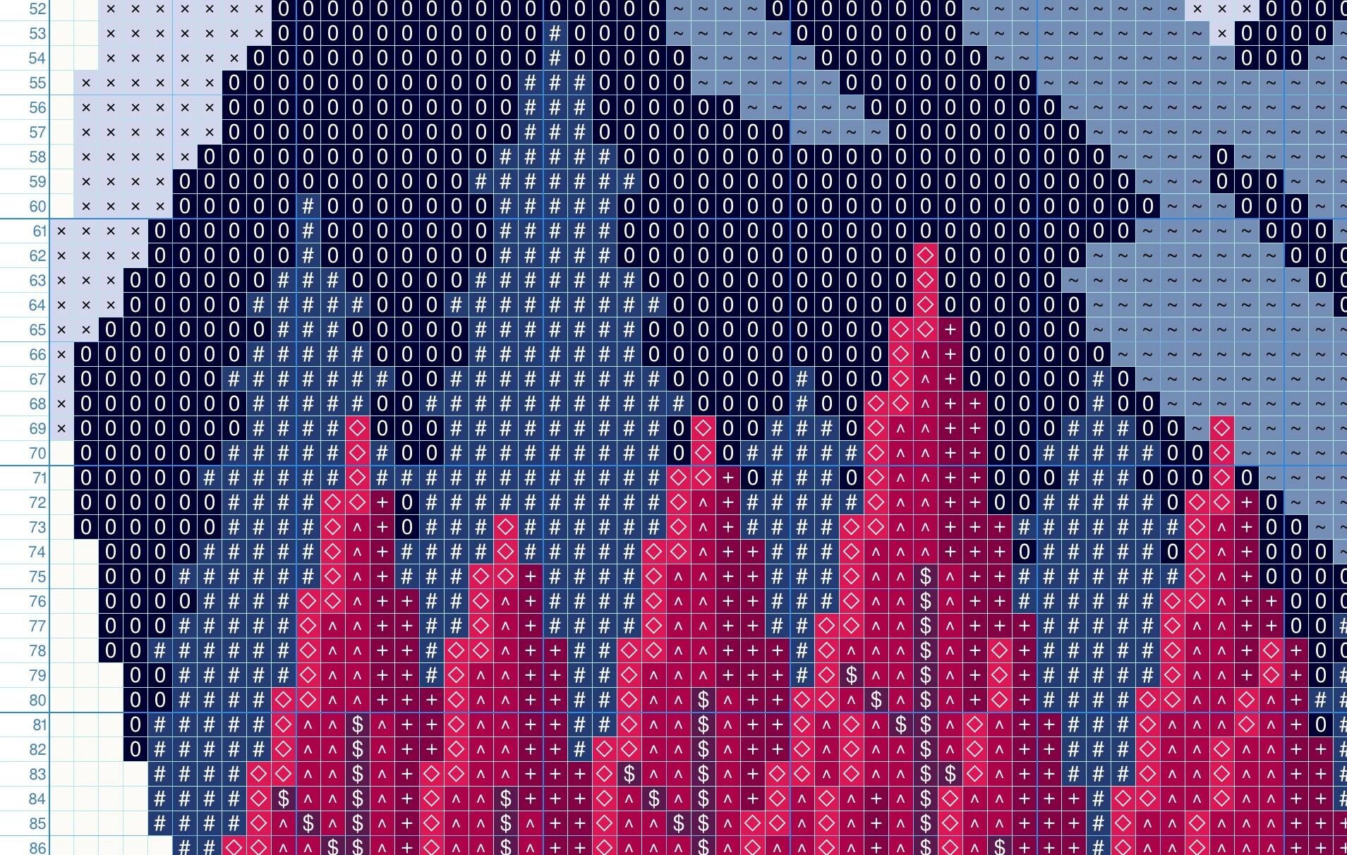 Blue Mountains and Red Forest Landscape Cross Stitch Pattern | Etsy