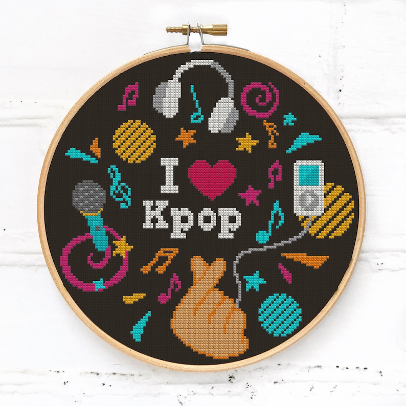 I Love K-pop Cross Stitch Pattern PDF for Korean Music Fans - Etsy