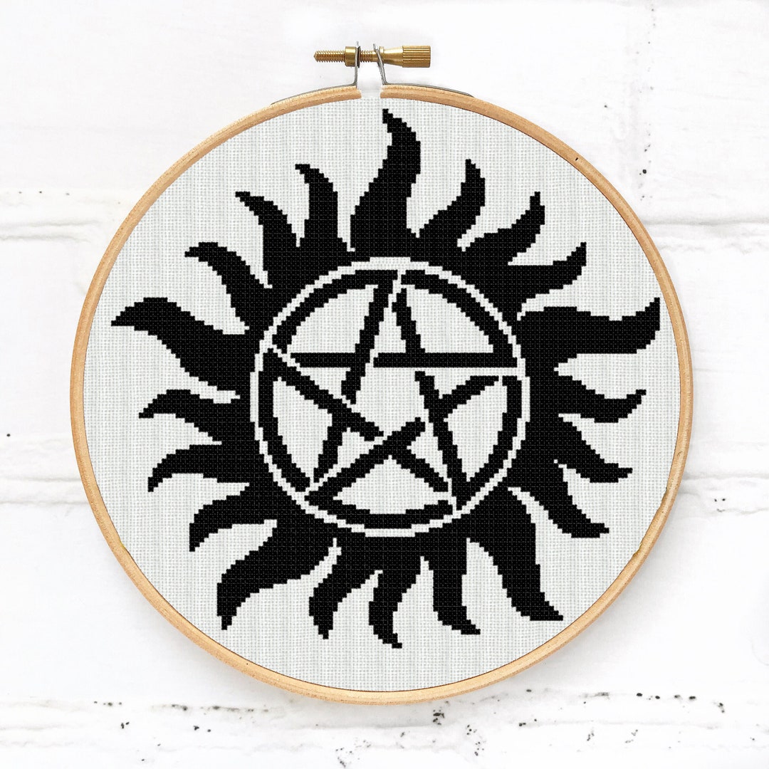 Supernatural Anti-possession Tattoo Pentagram Symbol Cross Stitch ...