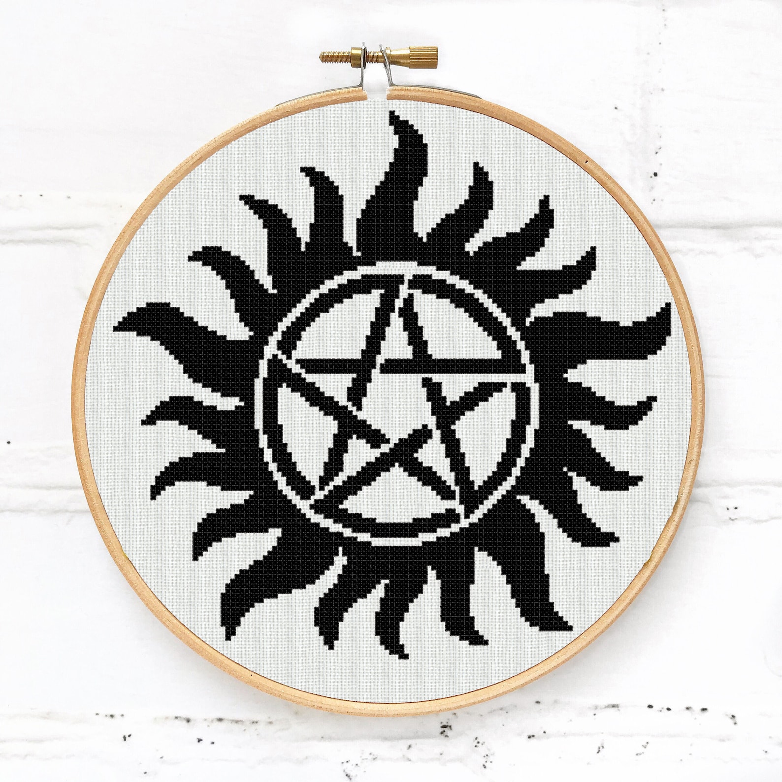 Supernatural Anti-possession Tattoo Pentagram Symbol Cross Stitch ...