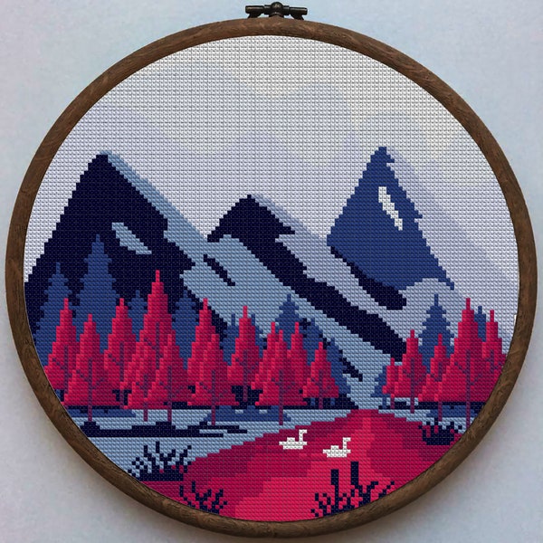 Mountain Cross Stitch Pattern - Etsy