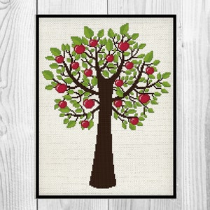 Apple-tree Cross Stitch Pattern PDF, Red Apples Embroidery Picture - Etsy