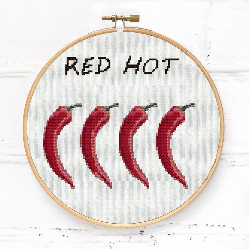 Modern Cross Stitch Pattern Red Hot Chili Peppers Cross - Etsy