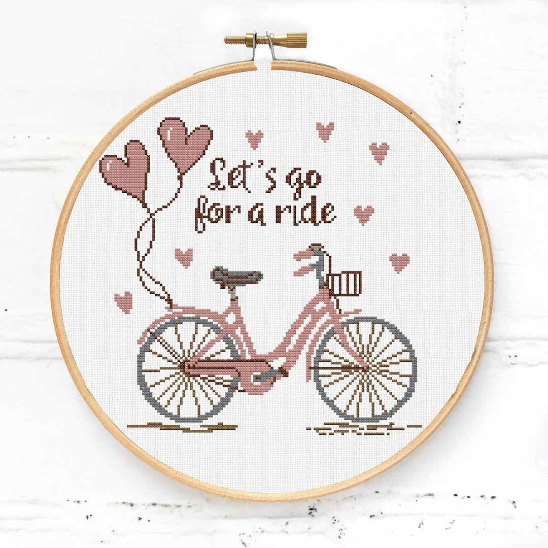 Retro Bicycle Cross Stitch Pattern PDF, Modern Embroidery Quote - Etsy