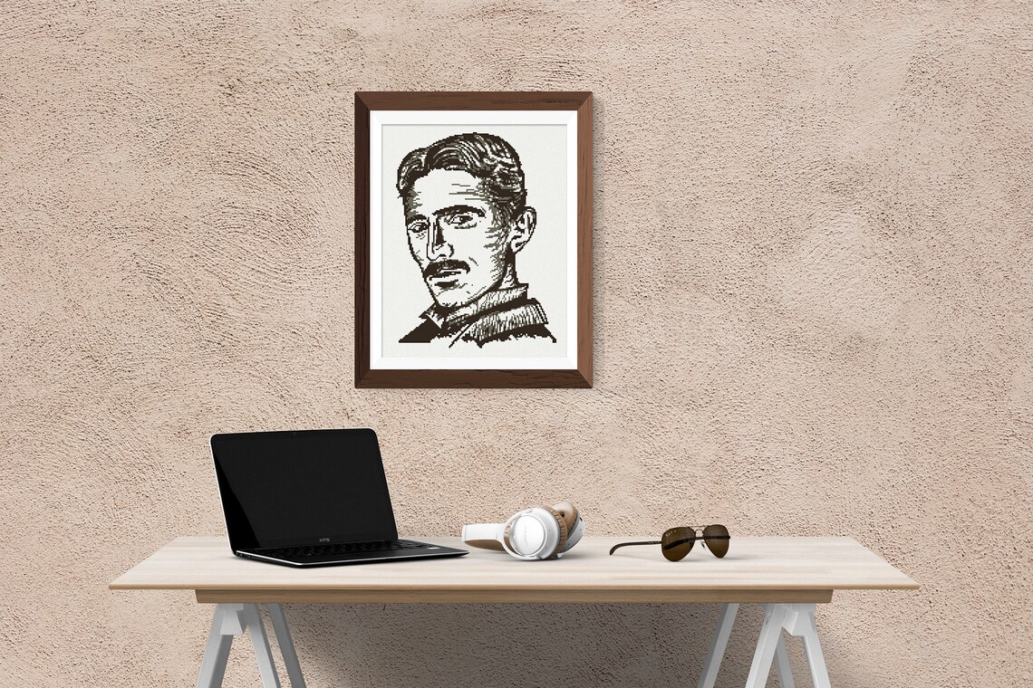 Tesla Cross Stitch Pattern PDF Nicola Tesla Portrait Xstitch - Etsy