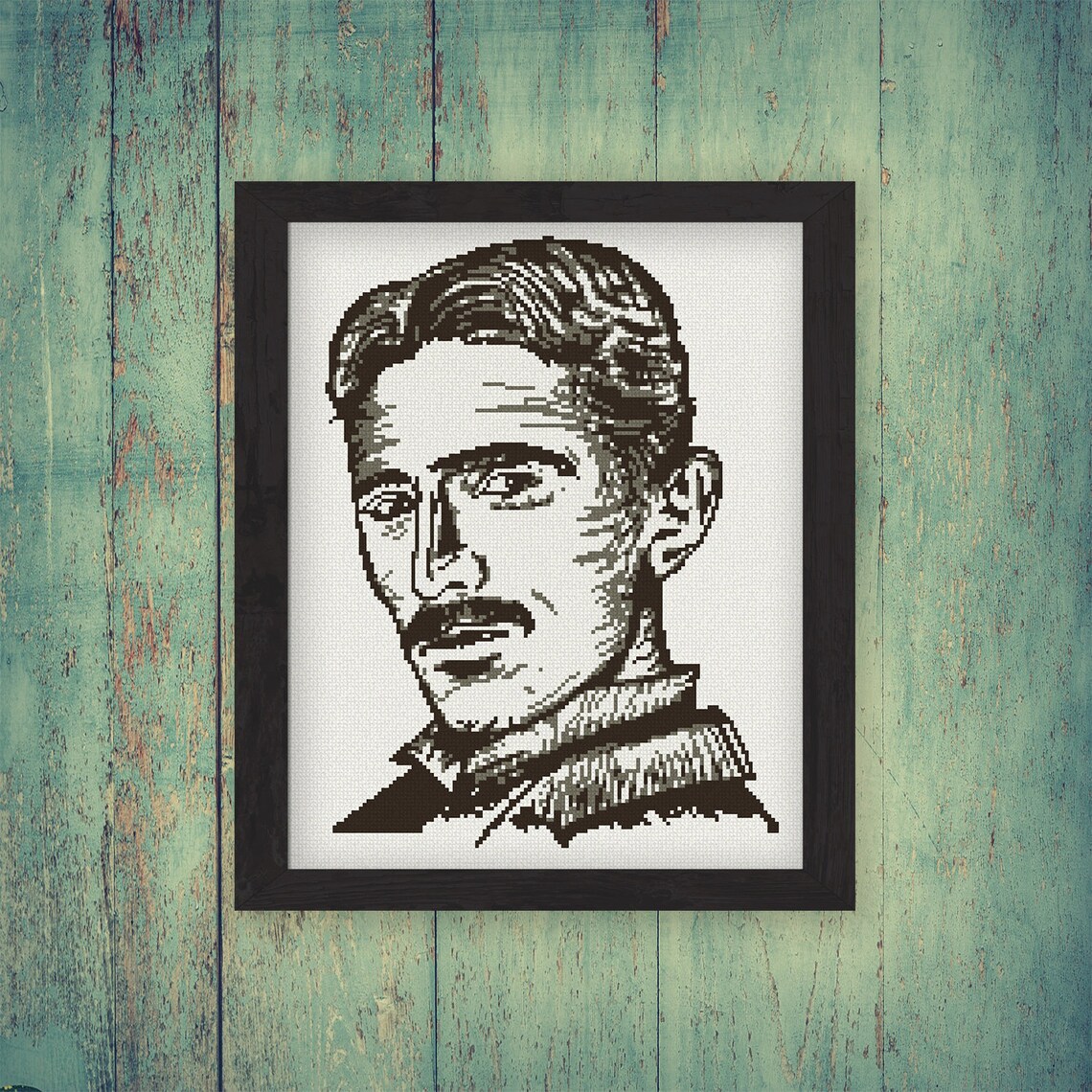 Tesla Cross Stitch Pattern PDF Nicola Tesla Portrait Xstitch - Etsy
