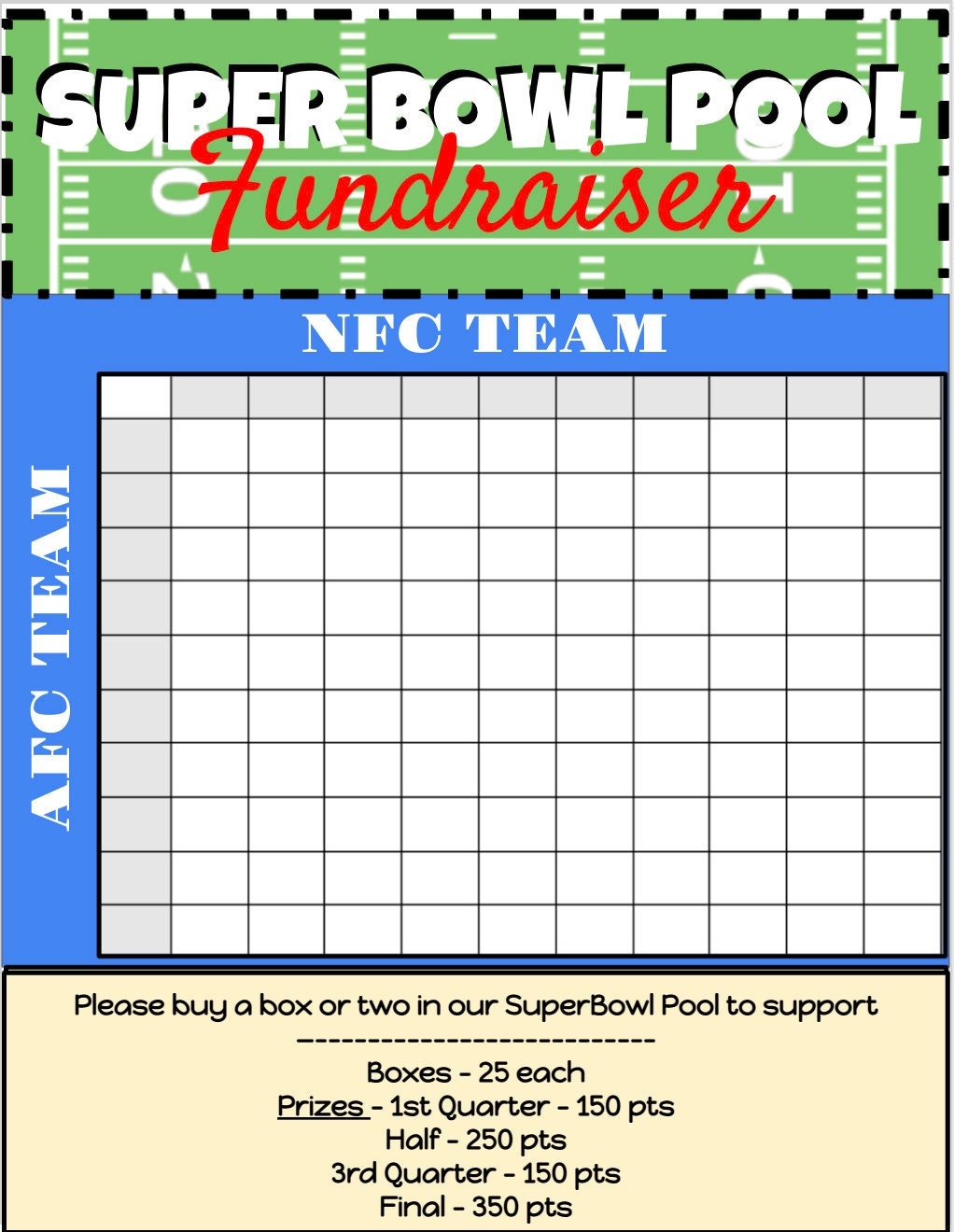 Editable Super Bowl Fundraiser Flyer - Etsy