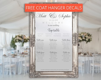 Wedding Mirror Decals Seating Plan Table Plan Sticker Sign Chart Cute ...