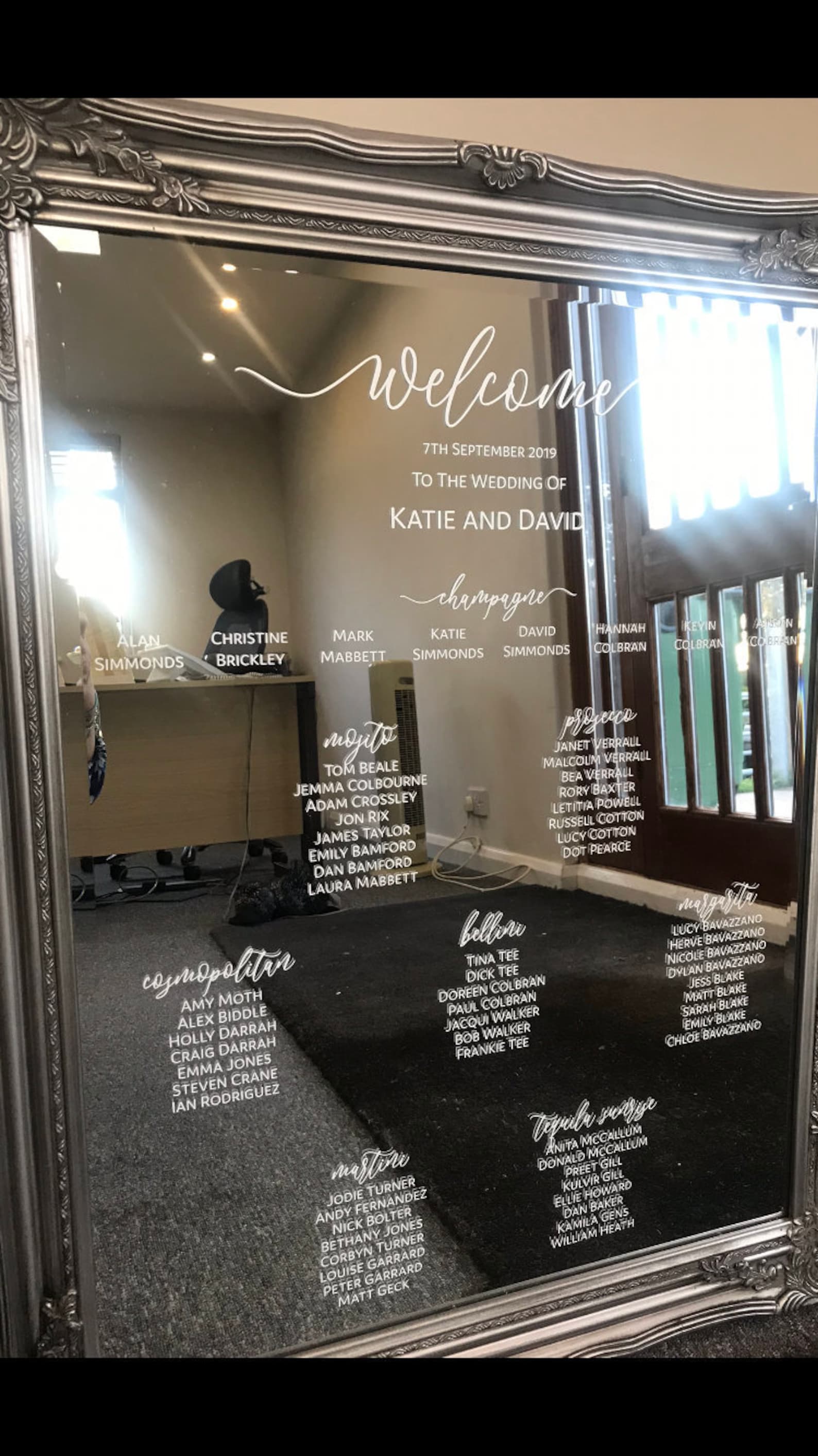 Mirror Table Plan/ Wedding Table Plan / Mirror Seating Plan/ Wedding ...