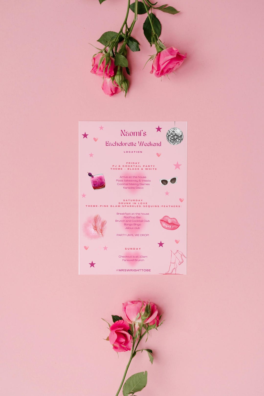 Hen Do Itinerary Template, Hen Party Itineraries, Hen Do Invitation ...