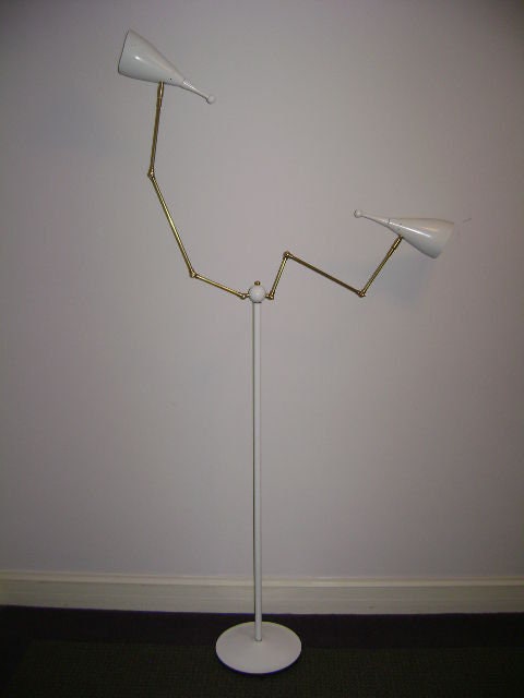 3 JOINTED FLOOR LAMP Light With 2 Arms White Mid-century Arteluce Eames ...