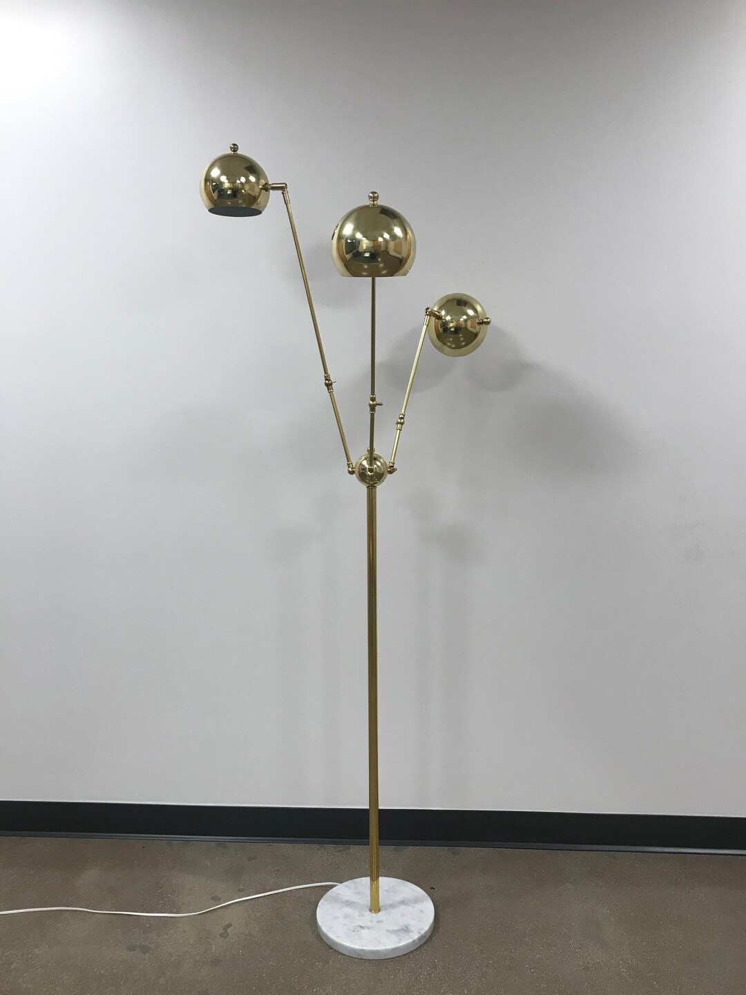 GREATLY REDUCED Lamp Solid BRASS 3-globe Lights With Marble Base ...