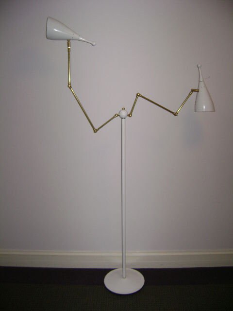 3 JOINTED FLOOR LAMP Light With 2 Arms White Mid-century Arteluce Eames ...