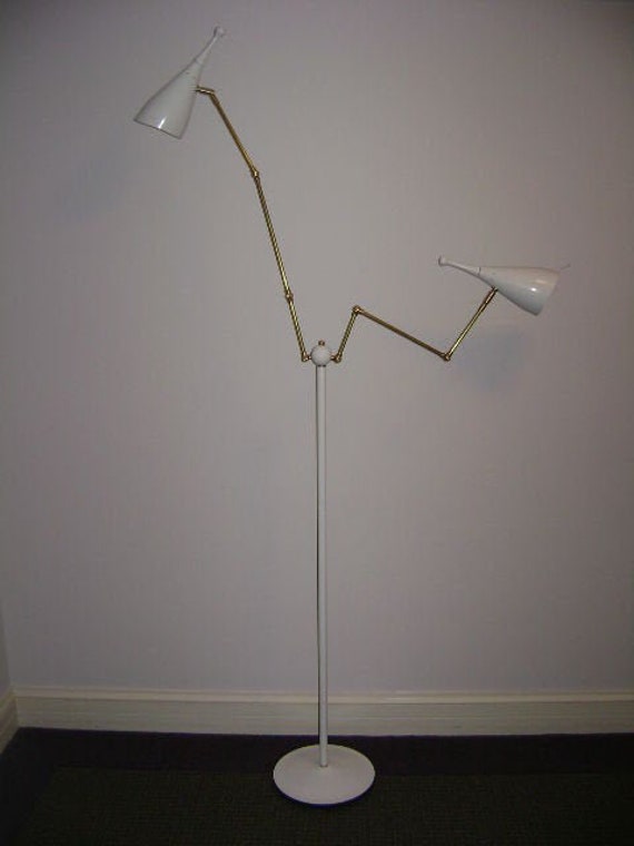 3 JOINTED FLOOR LAMP Light with 2 Arms White Mid-Century | Etsy