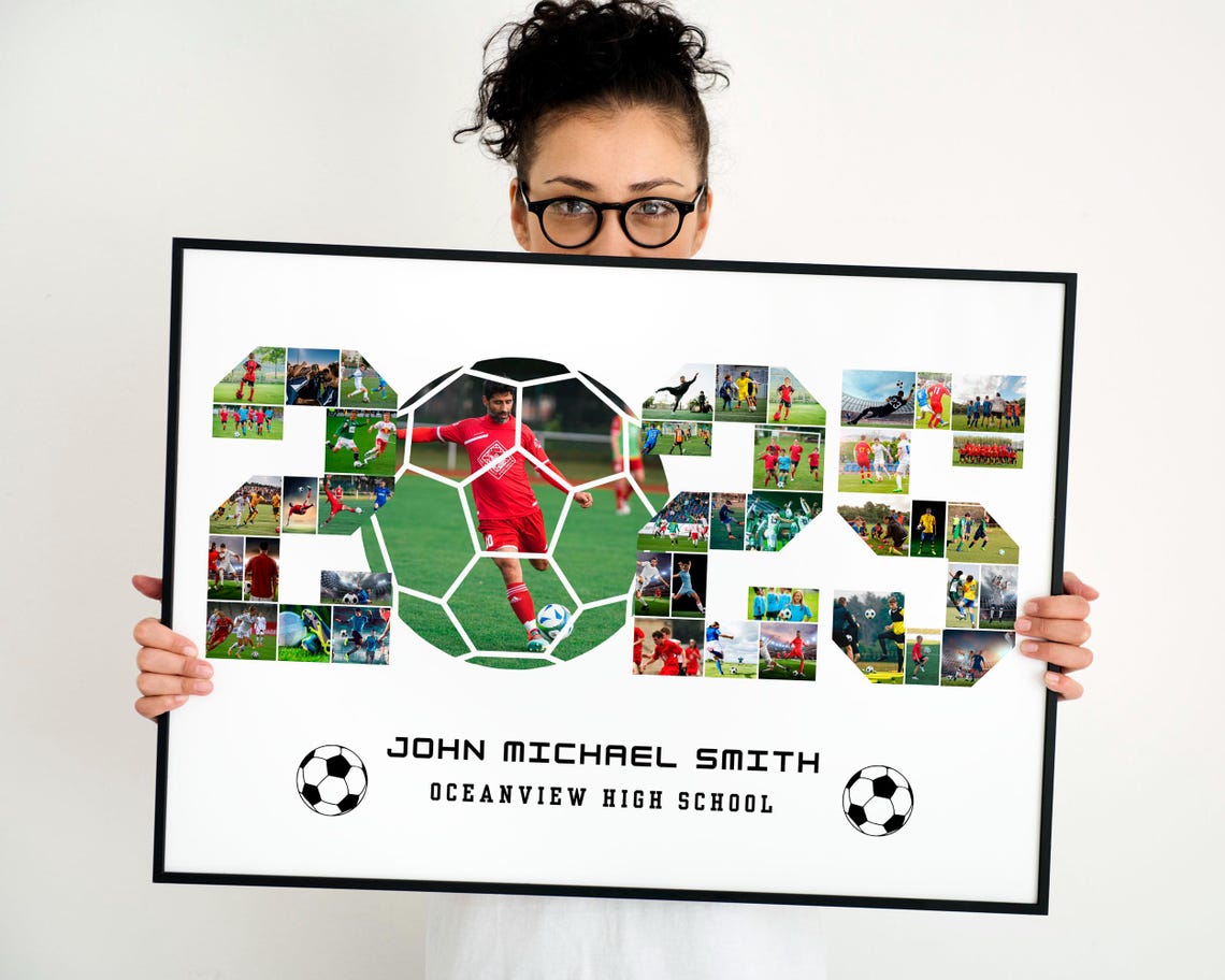 Personalized Soccer Photo Collage, Class of 2025 Senior Gift, Soccer ...