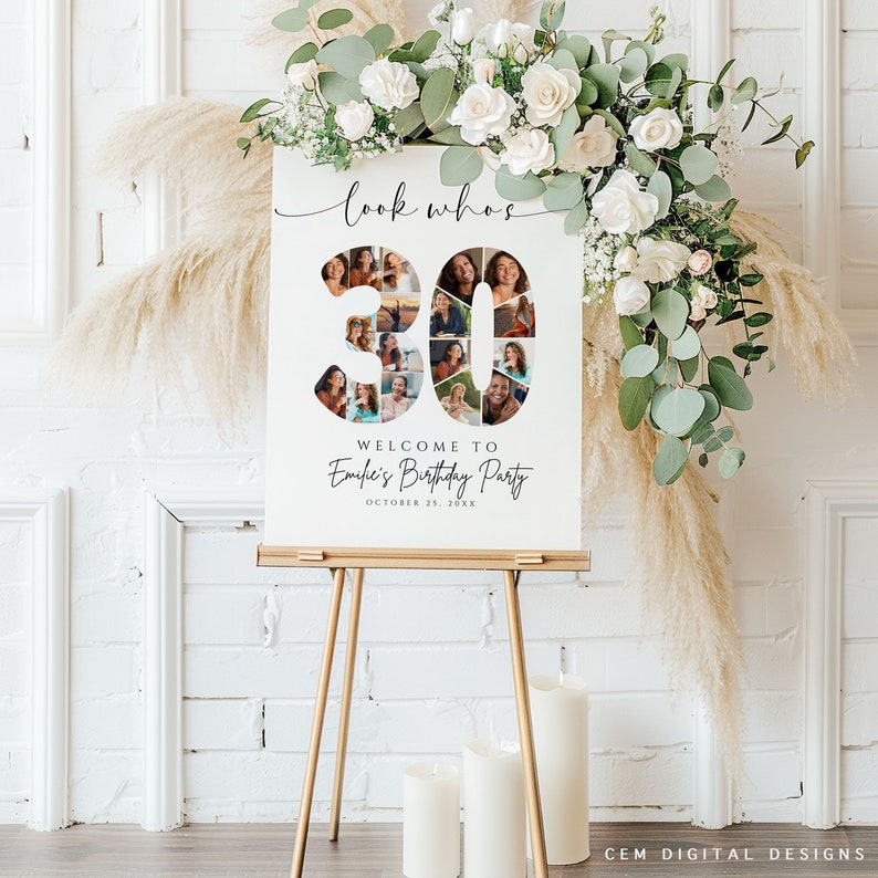 30th Birthday Photo Collage TEMPLATE, Look Who's 30, Customizable Photo ...