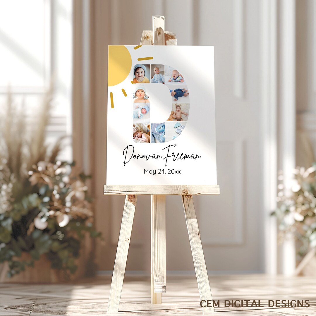 Printable Baby Name Photo Collage Wall Art Template, D Picture Poster ...