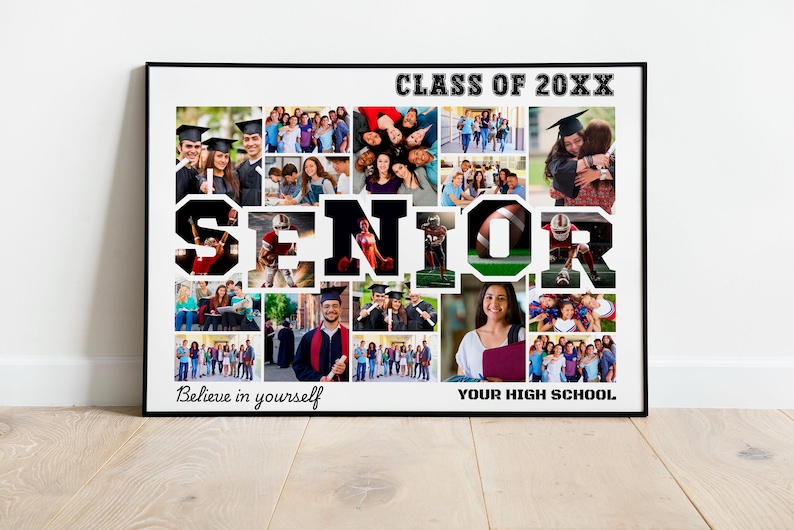 Senior Photo Collage Template, Class of 2026 Graduation Poster, High ...