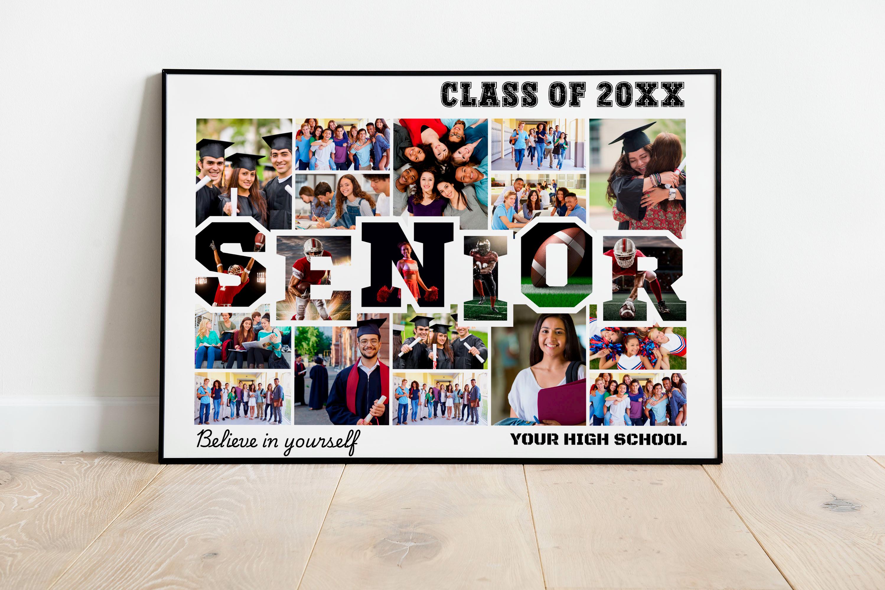 Senior Photo Collage Template, Class of 2026 Graduation Poster, High ...