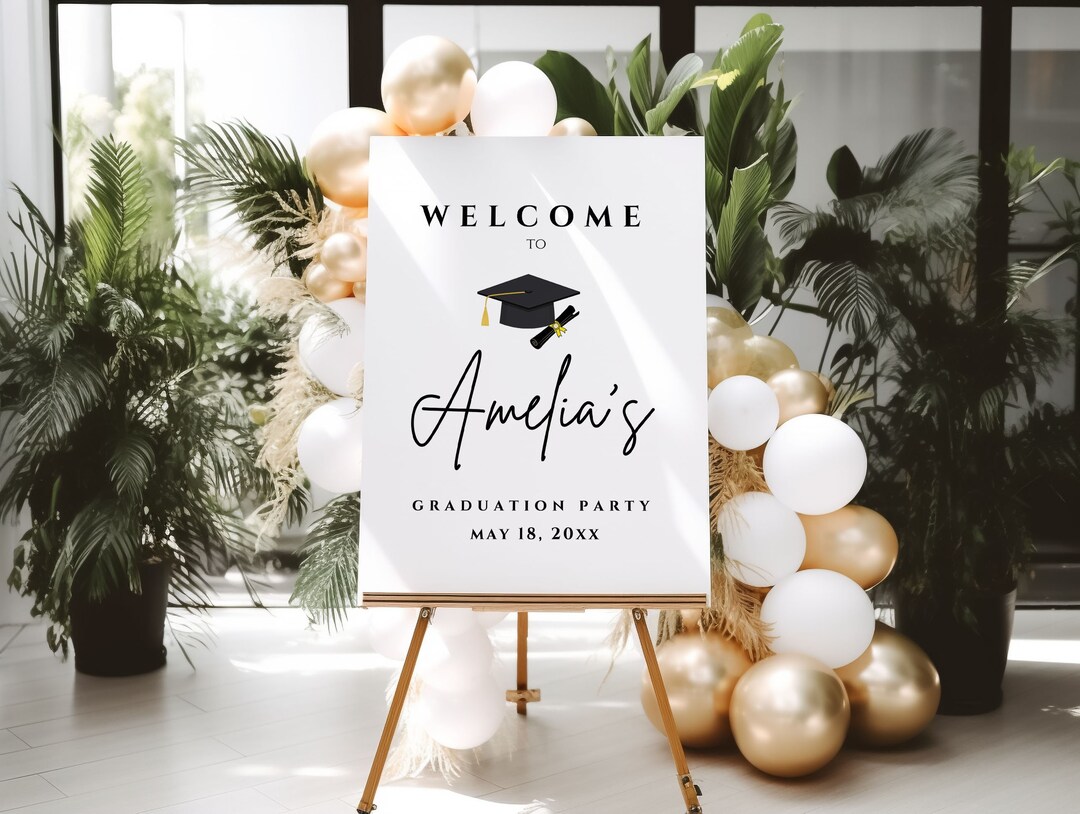 Personalized Graduation Party Welcome Sign, Modern Minimalist Party ...