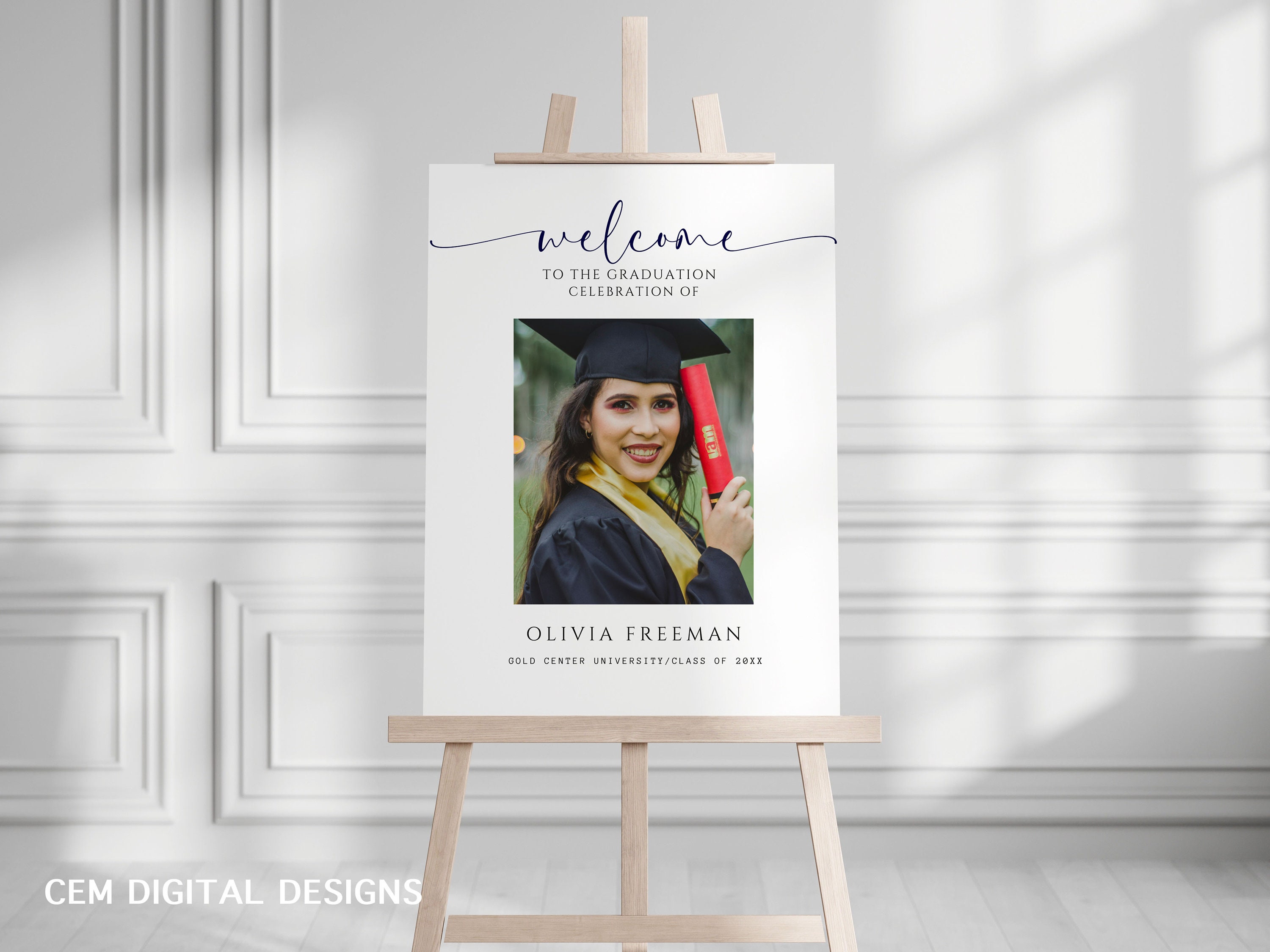 Graduation Party Welcome Sign Template, Modern Minimalist Party ...