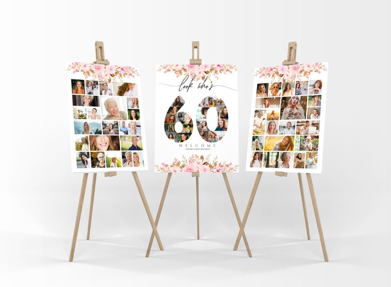 60th Birthday Photo Collage Poster Bundle TEMPLATE, Look Who's 60 ...