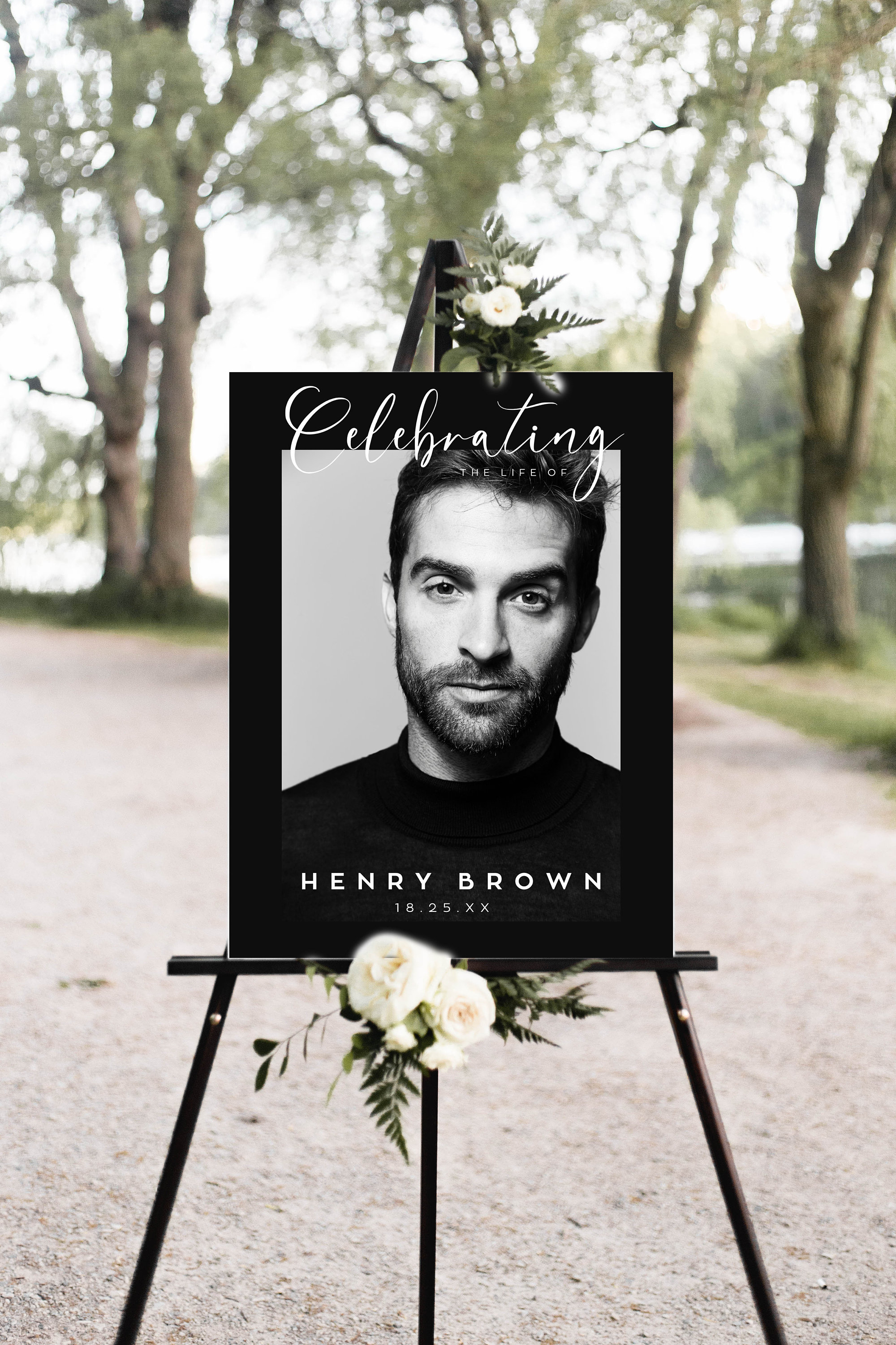 Black Funeral Photo Collage Set TEMPLATE, Editable Memorial Sign ...