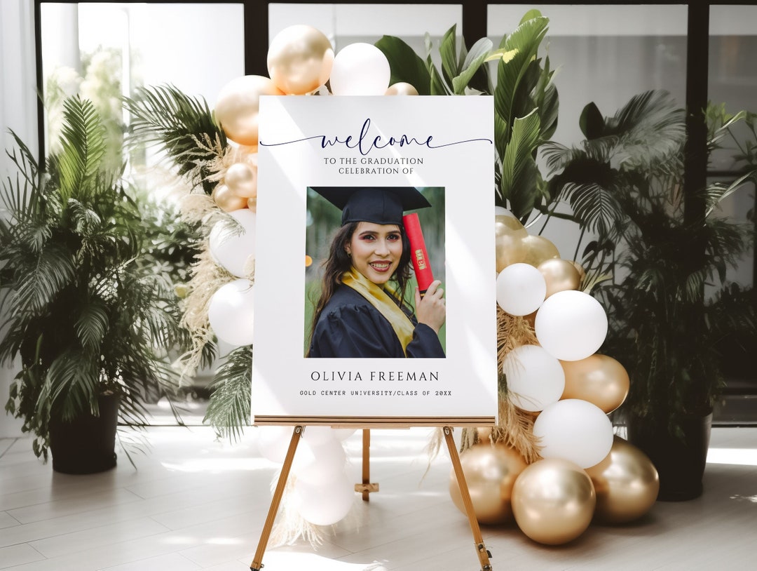 Graduation Party Welcome Sign Template, Modern Minimalist Party ...
