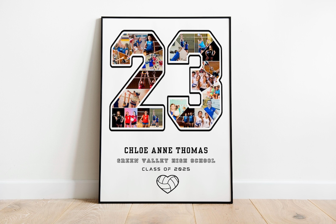 Custom Number Photo Collage Template, Any Sports Number Canva Template ...