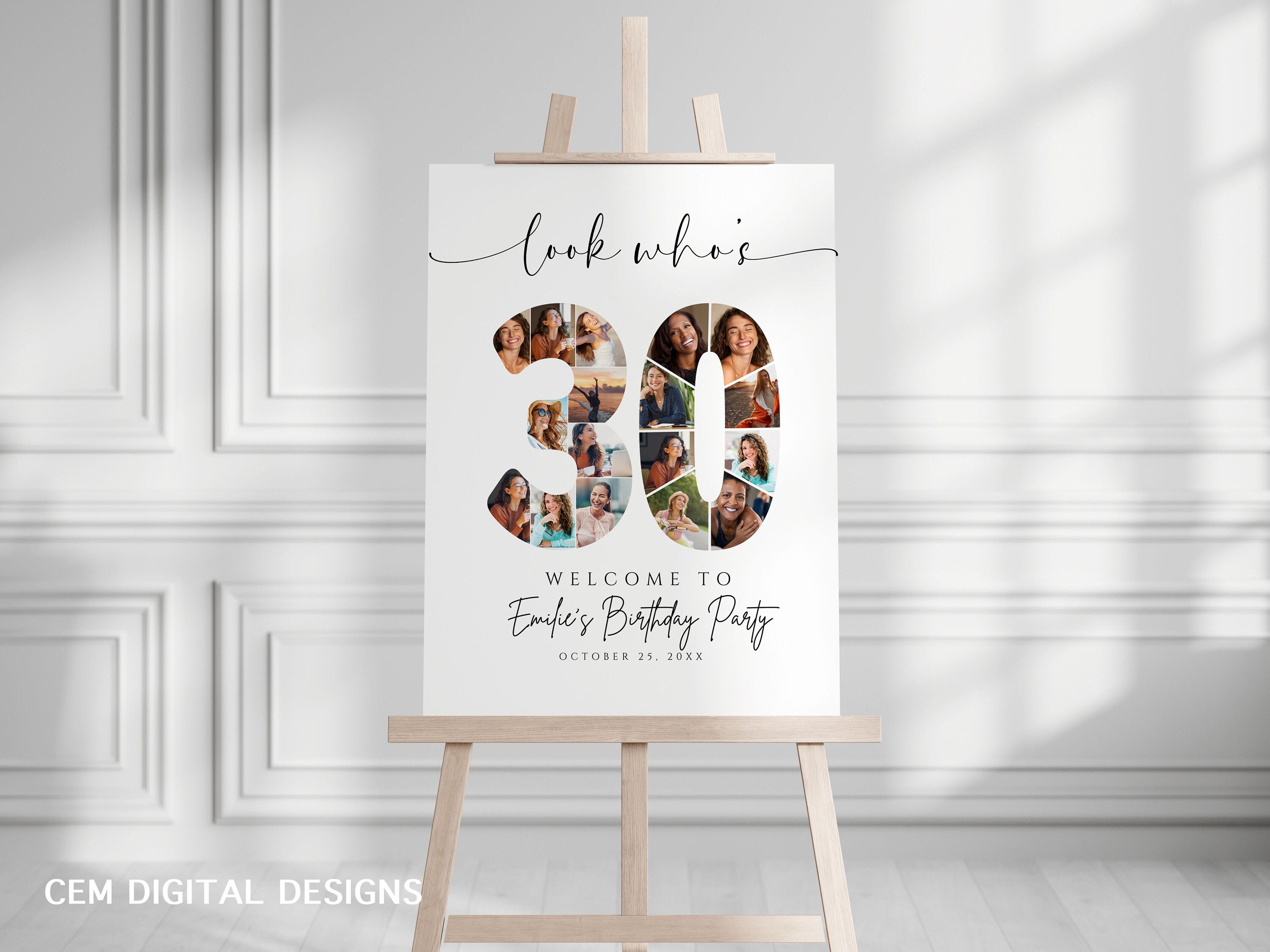 30th Birthday Photo Collage TEMPLATE, Look Who's 30, Customizable Photo ...