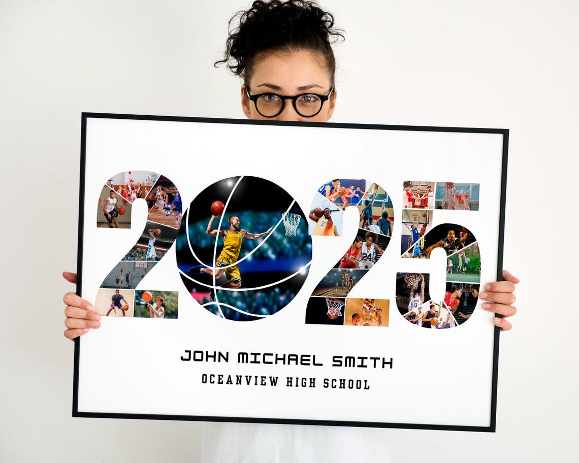 Personalized 2025 Basketball Senior Night Collage | Graduation ...