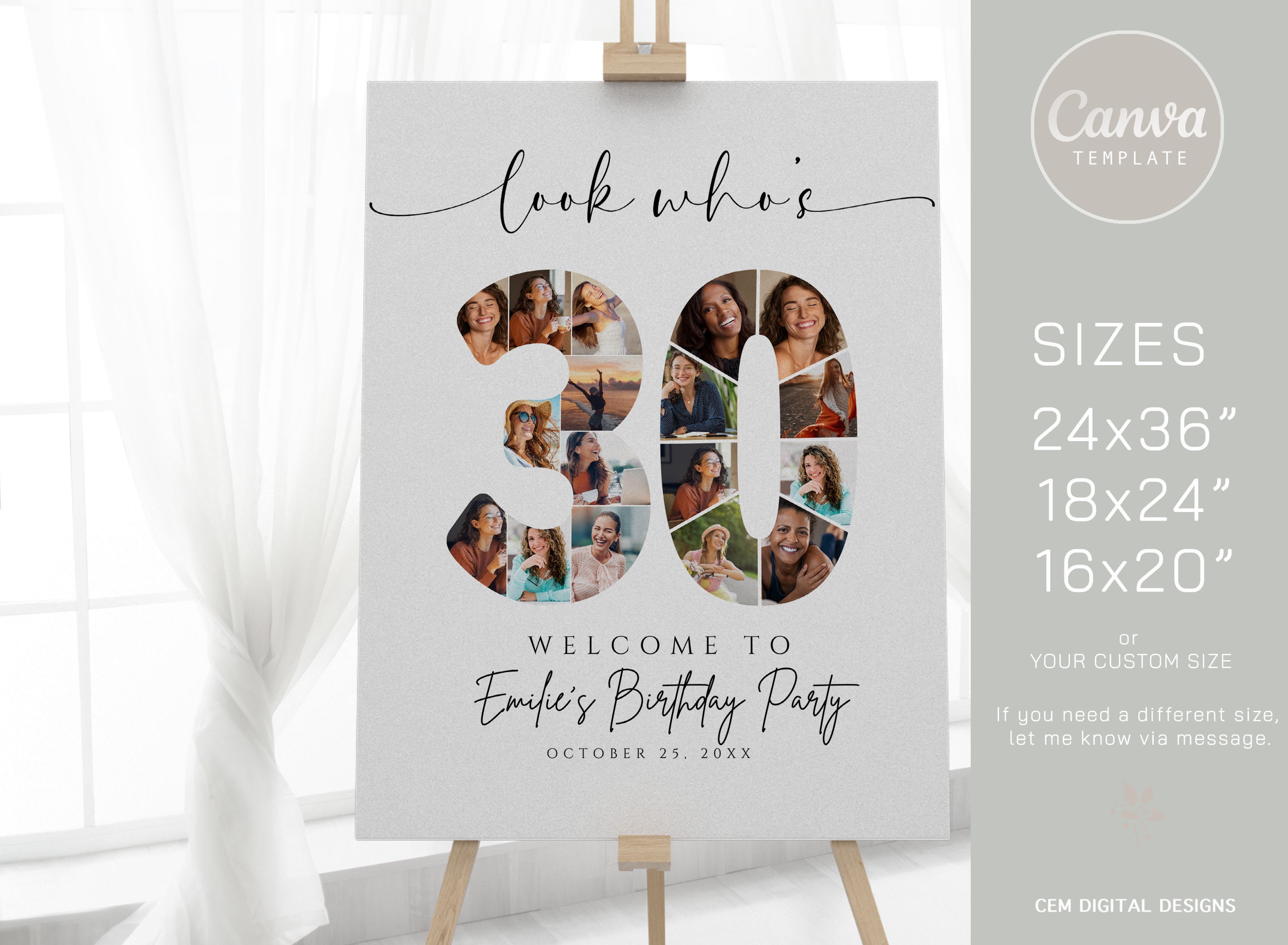 30th Birthday Photo Collage TEMPLATE, Look Who's 30, Customizable Photo ...