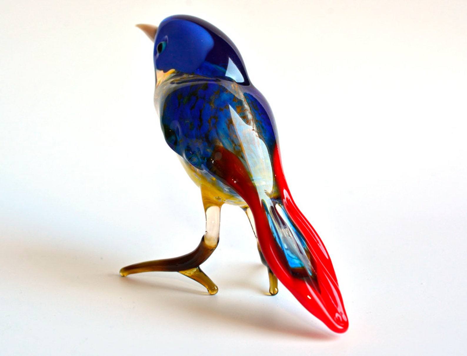 Glass Blue Bird Figurine Glass Bird Figurine Glass Figurine | Etsy