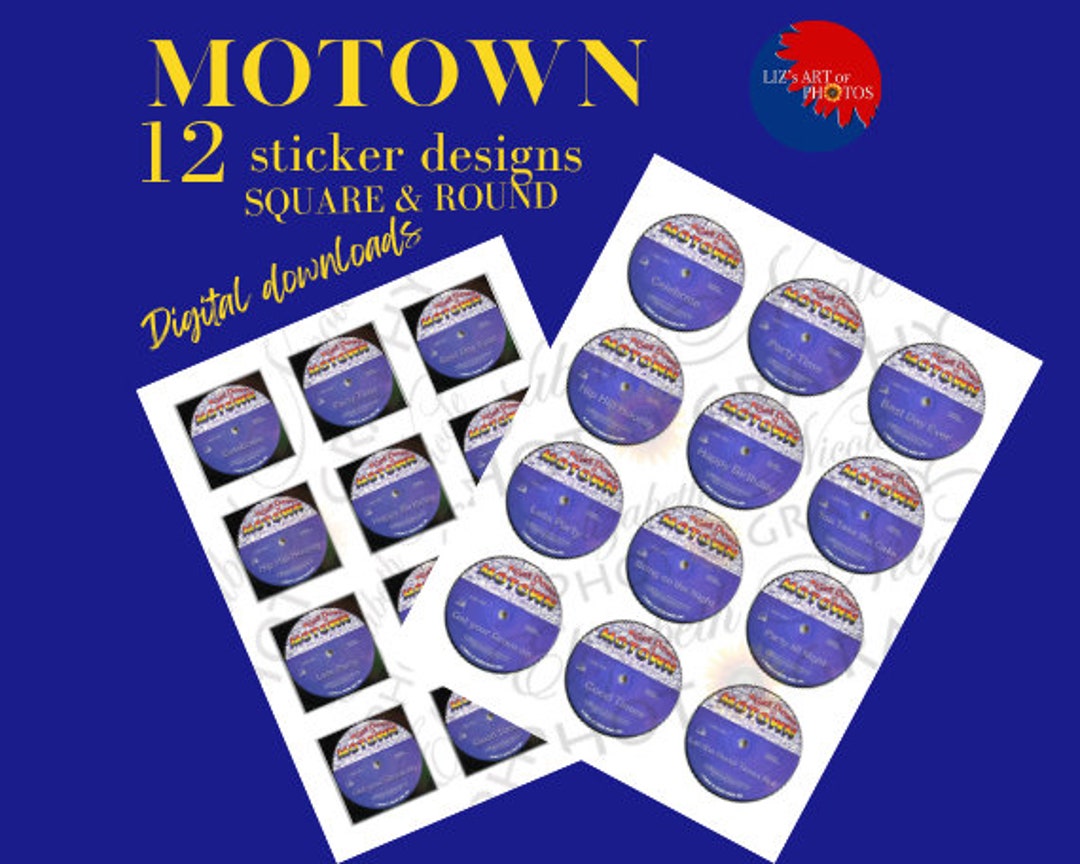 Motown 2 Inch Sticker Designs: Square & Round Design Templates ...