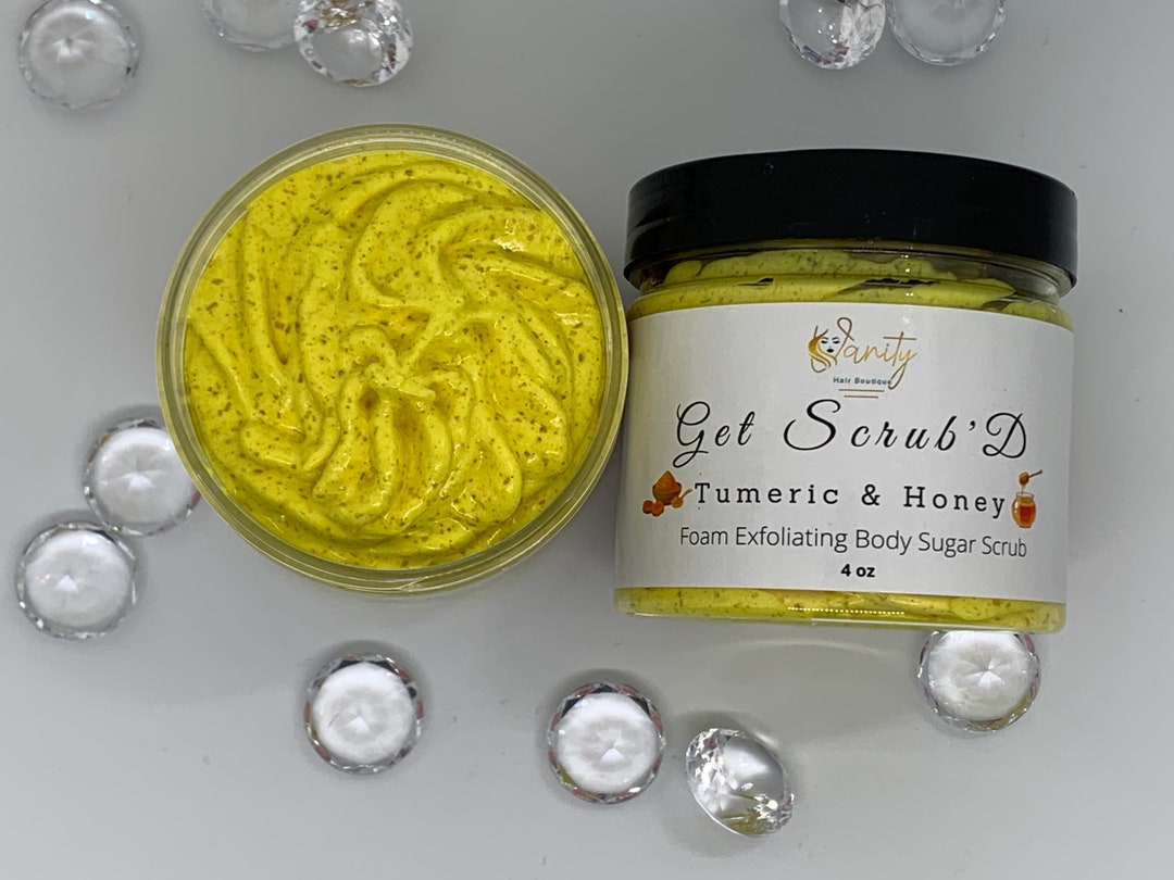 Tumeric & Honey Foam Exfoliating Body Sugar Scrub Skin Care - Whipped ...