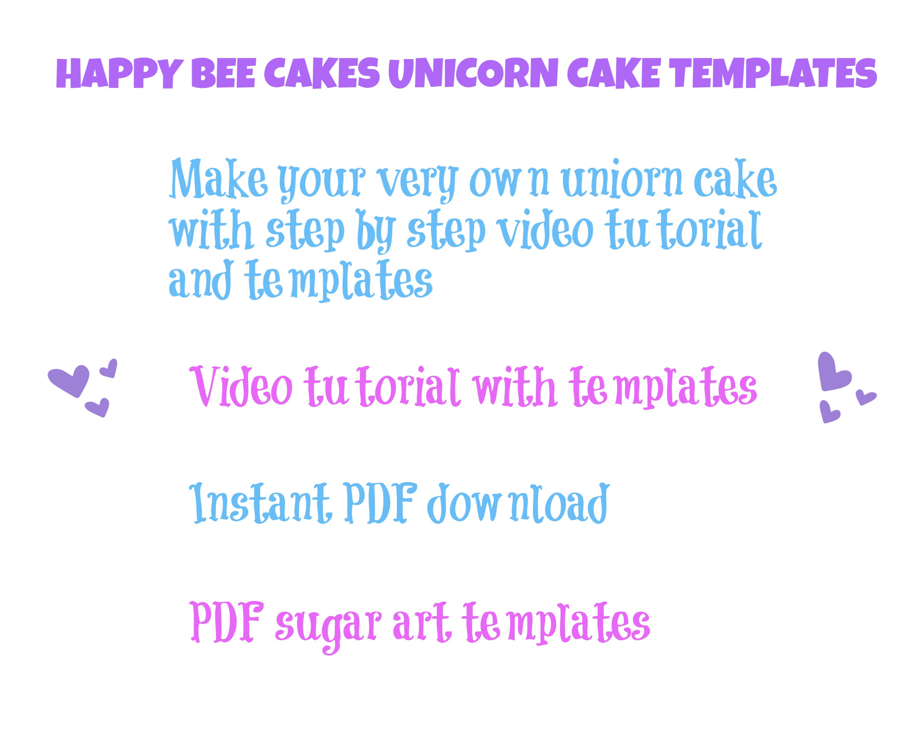 UNICORN Cake Topper Tutorial Templates Unicorn Cake | Etsy