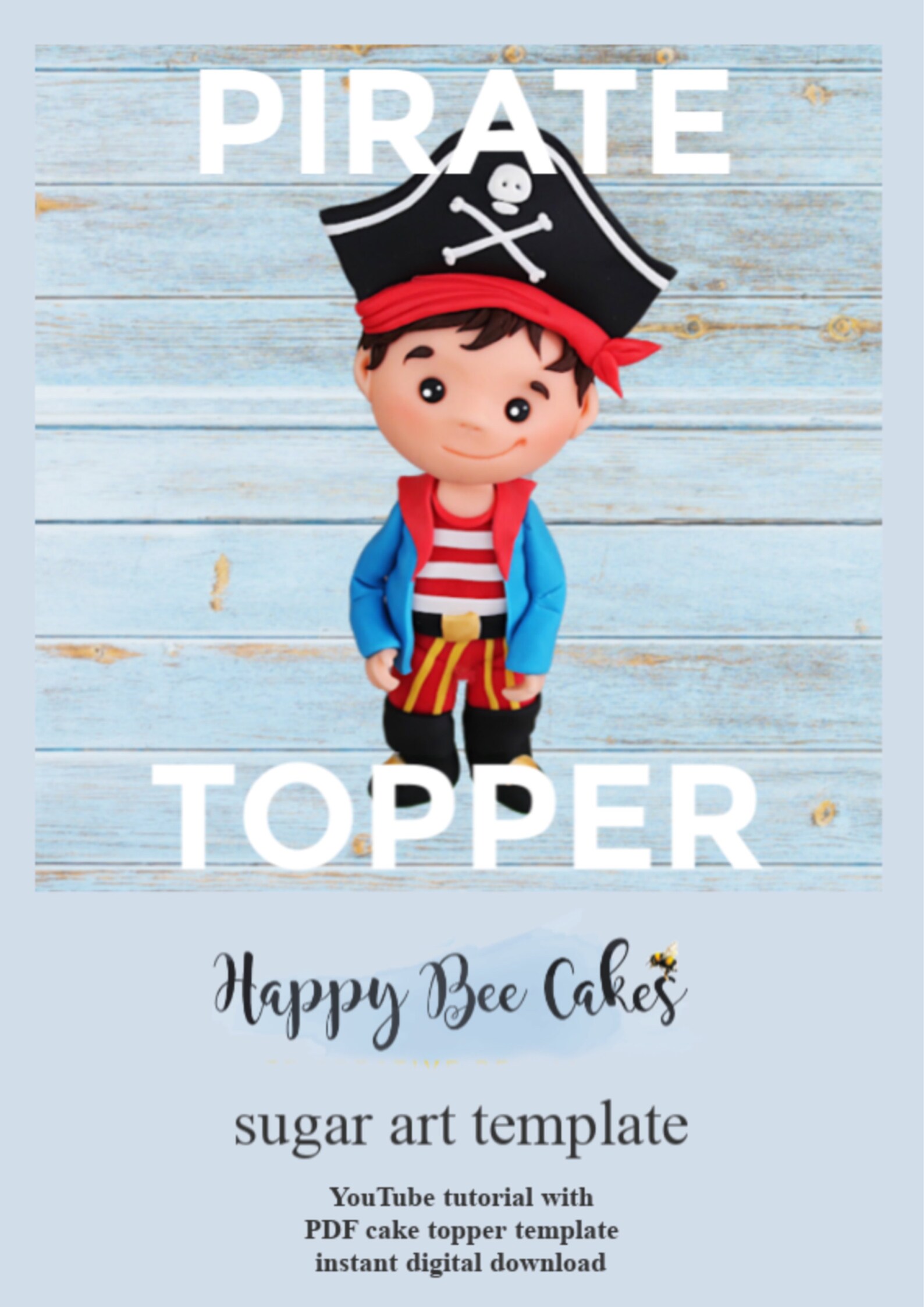 PIRATE Cake Topper Template Instant Download Tutorial PDF by Happy Bee ...